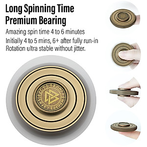 Freelove Viking Pirate & Gossip Design Fidgets Spinners, Copper Metal Spinner Fidget Toy Prime for Adults, Premium Bearing for 4~6 Mins, Autism Sensory ADHD Anxiety Stress Reduce Figet Spiner, Brass