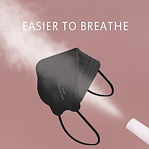 Borje KN95 Face Masks, 100 Pcs Disposable Face Masks, Black Mask Against PM2.5 from Fire Smoke & Dust Filter Efficiency 95%