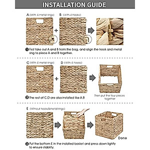 Tegance Water Hyacinth Wicker Storage Baskets, Hand-Woven Cube Storage Baskets with Linings for Shelves,Living Room, Bathroom, Bedroom, 12x12x12 inches, 2 Pack