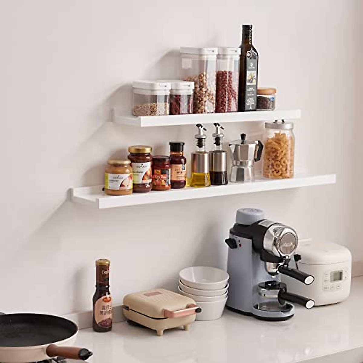 TRWISWDC Floating Shelf White Oak Wood Wall Shelves 12 Inch (Upgrade Width 6"), Display Picture Ledge Shelf for Bedroom Living Room Bathroom Office Kitchen Wall Storage Shelves