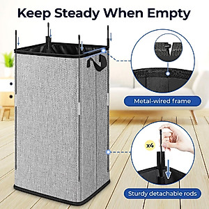 Large Laundry Hamper 84L, 24.5" Tall Collapsible Laundry Hamper with Sturdy Handles, Rectangular Dirty Clothes Hamper for Bathroom Bedroom, Durable Storage Basket for Clothes Toys (Bag Not Include)