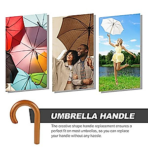 Replacement Handle for Rain Umbrella Umbrella J Handle Umbrella Grip Replacement Compact Outdoor Rain Umbrella Curved Handle Grip Light Brown
