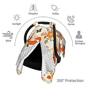 Rutiea Baby Car Seat Canopy Animal Print Fox Nursing Cover for Infant Boys and Girls Breastfeeding Scarf, Keeps Baby Warm and Cozy