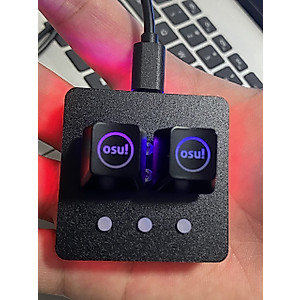 Newhui Mini 2-Key OSU! Keypad Hot Swap Mechanical Gaming Keyboard Macro Programmable Portable Wired One-Handed Keyboard with with RGB LED Backlit and USB-C Interface(Cherry Red Switch).
