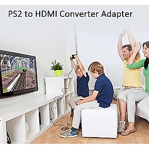 PS2 to HDMI Converter Adapter, Video Converter PS2 to HDMI Converter with 3.5mm Audio Output for HDTV HDMI Monitor Supports All PS2 Display Modes