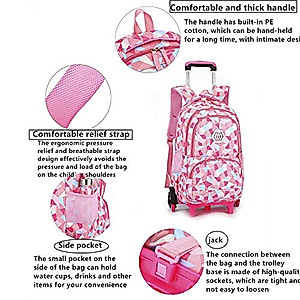 Girls Rolling Backpack Kids Backpack with wheels for Middle school Trolley Luggage
