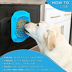 Aquapaw Premium XL Licking Mat for Dogs & Cats | Non-Slip Slow Feeding Mat for Food, Treats, Peanut Butter | Dog Anxiety Relief & Boredom Reducer with Suction Cups | Great for Bathing, Grooming - Blue