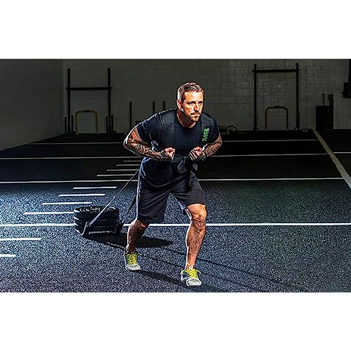 Rage Fitness R2 Weight Training Pull Sled with Harness. 90 LBS Capacity & 6.5 Feet Strap. Power Speed Sled Ideal for Endurance and Weight Training. Compatible with Bumper Plates(Black)