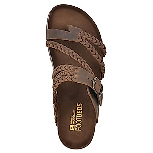 WHITE MOUNTAIN Women's Hayleigh Footbed Sandal, Brown/Leather, 8 M