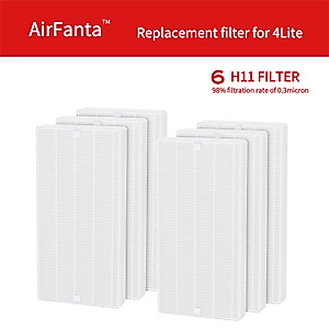 AirFanta 4Lite Replacement Air Filters (6 pcs in one pack, replace 1 pcs each time)