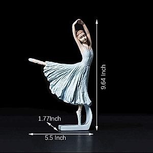 PINK FOREST Ballerina Girl Figurines Ballet Dancer Statue Art Sculpture Figure Resin Home Decoration Desk Ornament, Statuette for Your Desk/Bookshelf/Dinning Table (Blue)