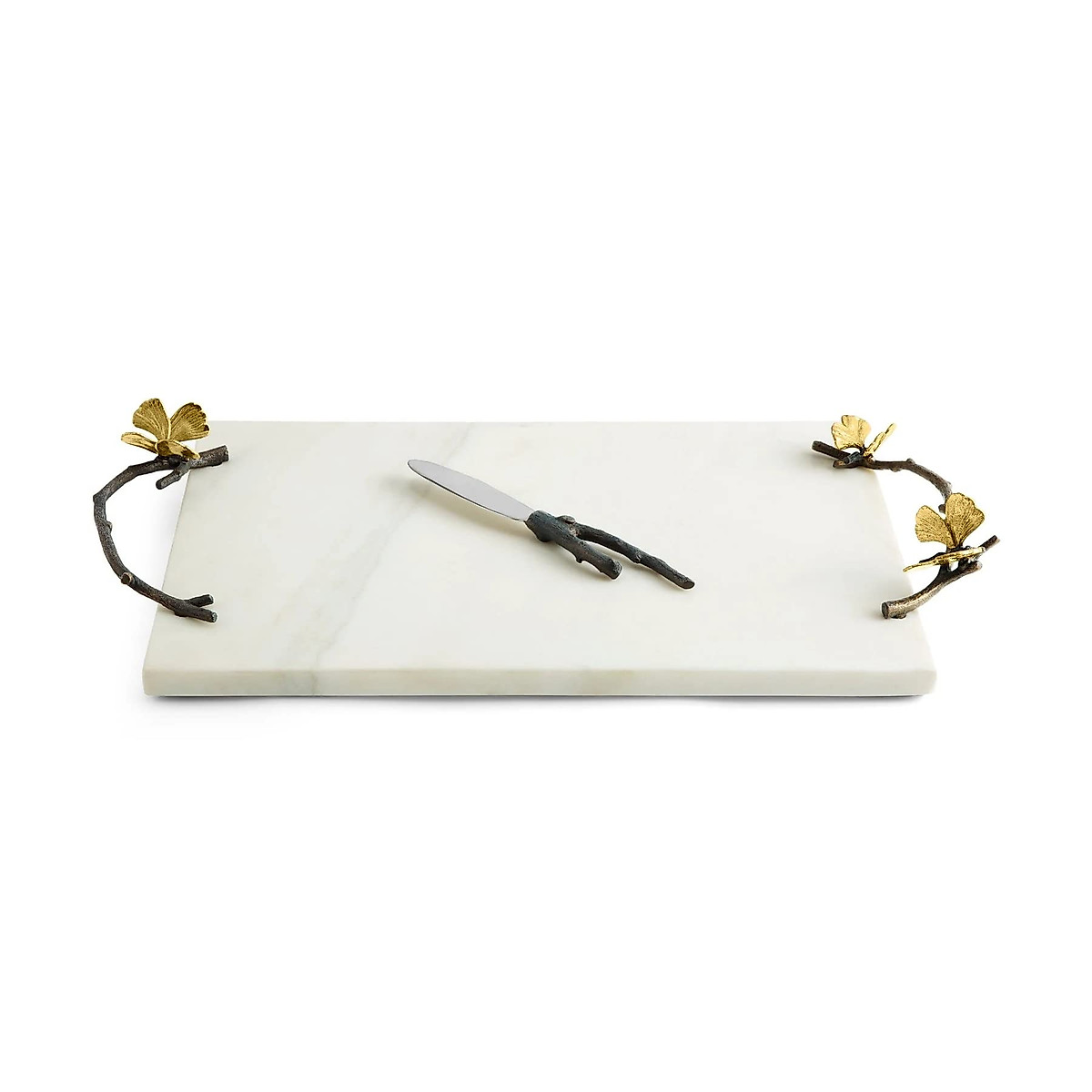 Michael Aram Butterfly Ginkgo Cheeseboard with Knife White