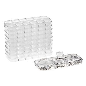 12 Grid Clear Plastic Jewelry Box Organizer, Storage Container (10 Pack)