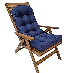 Rocking Chair Cushion Pad, Water Resistant Patio Chair Cushion for Adirondack Chair High Back Indoor Outdoor Soft Thickened Patio Chaise Lounger Cushion Overstuffed Patio Chair Cushion (Navy Blue)