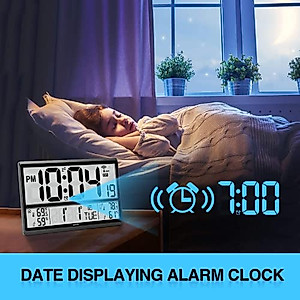 Atomic Clock DOVEET-Digital Wall Clock Never Needs Setting/ Easy to Read/Easy Set Up/Indoor Outdoor Temperature-Wireless Outdoor Sensor Battery Powered(4.5" Numbers)