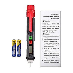 Neoteck Non-Contact AC Voltage Tester Pen Phase Sequence Detector with Adjustable Sensitivity 12V-1000V/48V-1000V, LCD Display, Buzzer Alarm, LED Flashlight, Live/Null and 3 Phase Wire Judgment