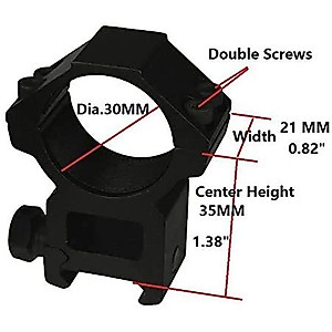 360 Tactical 30mm Heavy Duty Hex Shape Rifle Scope Rings W/1" Inserts High Rise Weaver Style Heavy Duty Ring