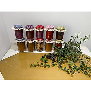 10 Pieces Elastic Jar Cover Cloth - 100% Cotton Jar Cover Cloth - Stretchy Colorful (Red,Blue,Yellow,Pink,Green) Flowered Pattern - Breathable Fermentation Lid Bowl - Reusable Elastic Cloth Jar Covers