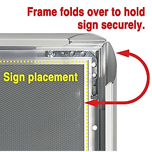 Displays2go 24 x 36 Wall Mounted Snap Frame, Quick Clip Mounting Style, Aluminum Construction – Brushed Silver (QCX45SLV36)