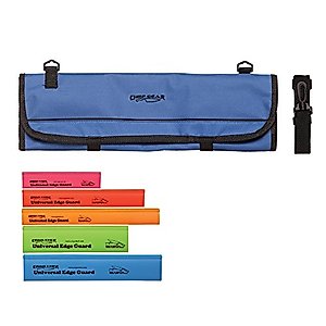 Ergo Chef 9 Pocket Professional Chef knife case knife roll bag chef bag with 5 piece Multi color knife Edge Guards CHEF GEAR (9 Pocket Blue w/Multi color guards)