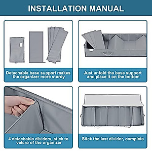 Under Bed Storage Containers, 2 Pack Under the Bed Bags with Dividers, Clear Foldable Underbed Storage Bins, Under Bed Organizer for Clothes Sheet Blankets, Firm Sides, Bottom Support, 47.5x16x6in