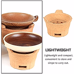 Yardwe Charcoal Konro Grill Old- Fashioned Clay Stove Crude Pottery Barbecue Stove Portable BBQ Camping Grill for Outdoor Picnic Travel (6.3 x 4.9 Inch)