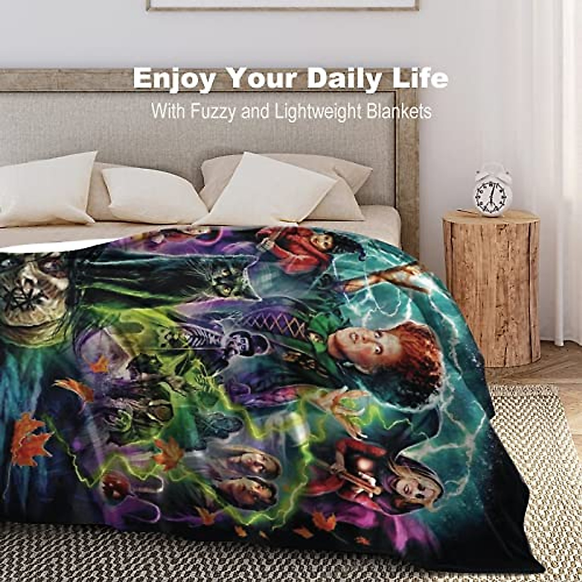 Hocus Pocus Flannel Blanket,Throw Blankets Witch Fleece Blankets Ultra-Soft Suitable for Couch Sofa Bed Home Decorations All Seasons Gifts for Women ＆ Men 60X50 inch (HP 1, 60"X50")