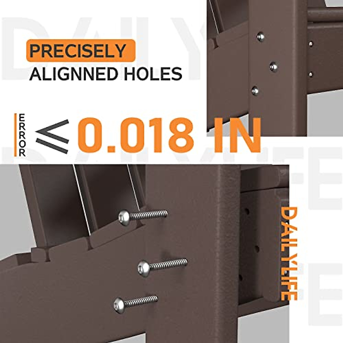 DAILYLIFE Adirondack Chair, Plastic All-Weather Resistant Outdoor Chairs with Cup Holder for Patio, Porch, Garden, Poolfront, Balcony, Firepit Backyard & Lawn Furniture Seating Grayish Brown