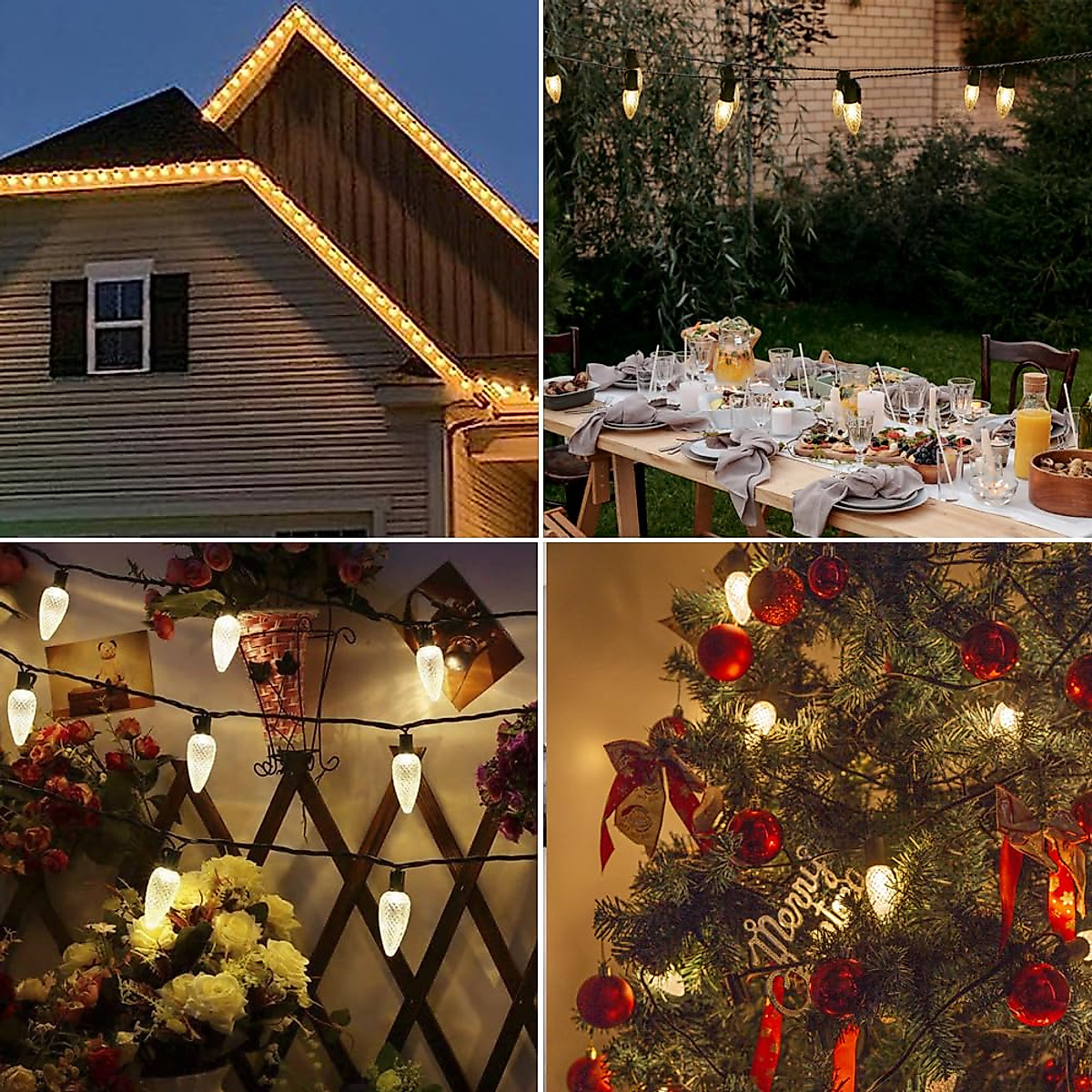 100 Pack C9 Christmas Lights LED Replacement Bulbs, Shatterproof & Waterproof Plastic C9 Led Bulbs for Outdoor String Lights, E17 Base, 0.6W Equivalent to 7W, 2700K, 50 Lumens Holiday Decoration