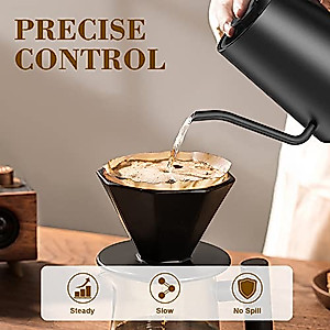 Electric Kettle With Display,1200W Gooseneck Water Heater Electric for Coffee & Tea,30oz Pour Over Coffee Kettle with Ultra Fast,100% Stainless, Auto Shutoff Boil-Dry Protection,0.9L, Black