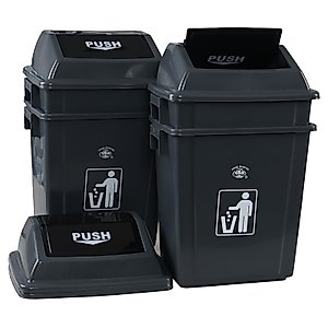 Xeabia 6 Gallon Plastic Trash Can, Plastic Garbage Can with Swing Lid, 4 Packs