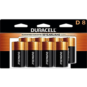Duracell Coppertop D Batteries, 8 Count Pack, D Battery with Long-lasting Power, All-Purpose Alkaline D Battery for Household and Office Devices