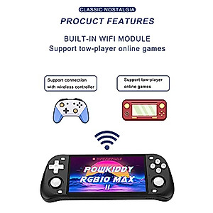 Powkiddy RGB10 MAX 2 Handheld Game Console, 5-Inch IPS Screen, 30000+ Retro Games, 4200mAh Battery, RK3326 Chip, Two-Player Online Games