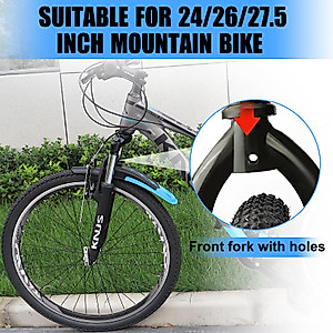 MAKELEN Bike Fender Set Mudguard Set Front and Rear 2 Parts-Universal Full Cover Thicken Widen Bicycle Adjustable Bike Fender Mud Guard Mudflap for MTB Road Bike Mountain Bike Black&amp;Blue