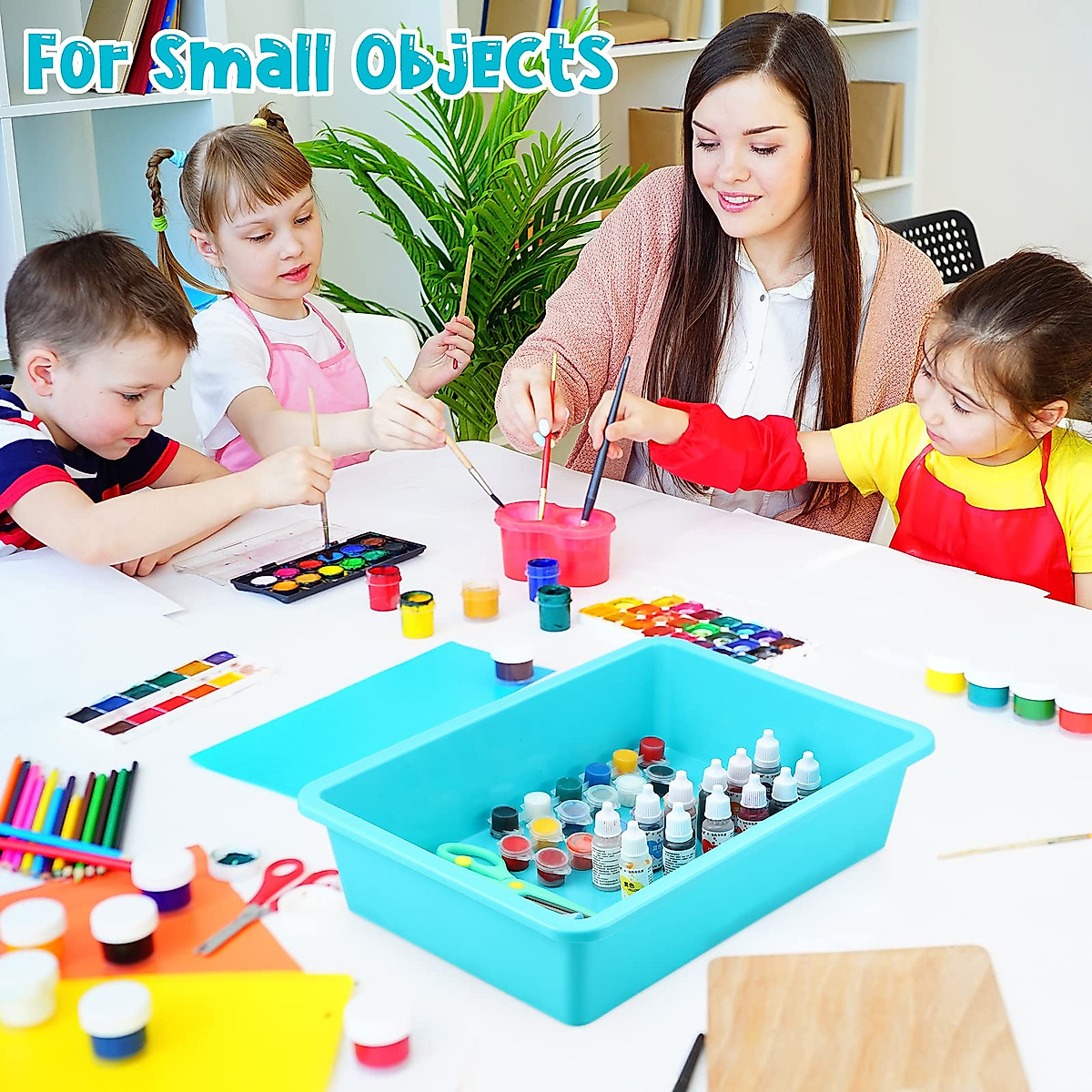 Kigley 10 Pcs Flat Storage Tray Organizer Bin Letter Size Paper Trays for Classroom Art Activity Plastic Stackable File Paper Organizer for Teacher Students School Office Book Organization