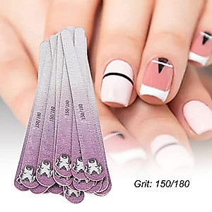 20pcs 150/180 Grit Nail Files, Professional Double Sided Emery Boards Nail Buffering File Manicure Tool for Home Salon (Purple)