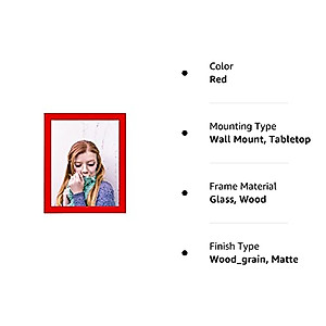 YinoniY Red 8x10 Picture Frame Made to Display Pictures 8x10 with Mat for Tabletop or Wall Decor Solid Wooden 10 inch, Red