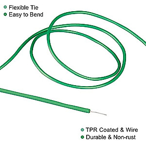 Soft Plant Ties, Garden Ties TPR Flexible Durable Heavy Duty Twist Wire for Twine Tomato Branches Vines and Tying Up Cable Wires (Green) (50 Feet / 15m) 5mm