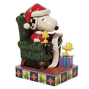 Enesco Peanuts by Jim Shore Santa Snoopy and Woodstock Figurine, 4.33 Inch, Multicolor
