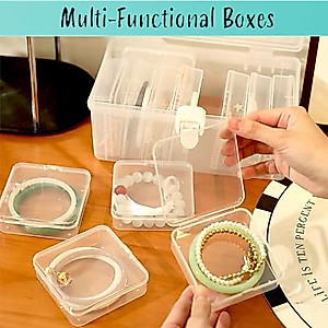 Pure Future 16 Pieces Small Plastic Bead Storage Containers and Organizer Transparent Boxes with Hinged Lid, Clear Craft Supply Box for DIY Art Craft Accessor, Jewelry, Diamonds(3.3*3.3*1 Inches)