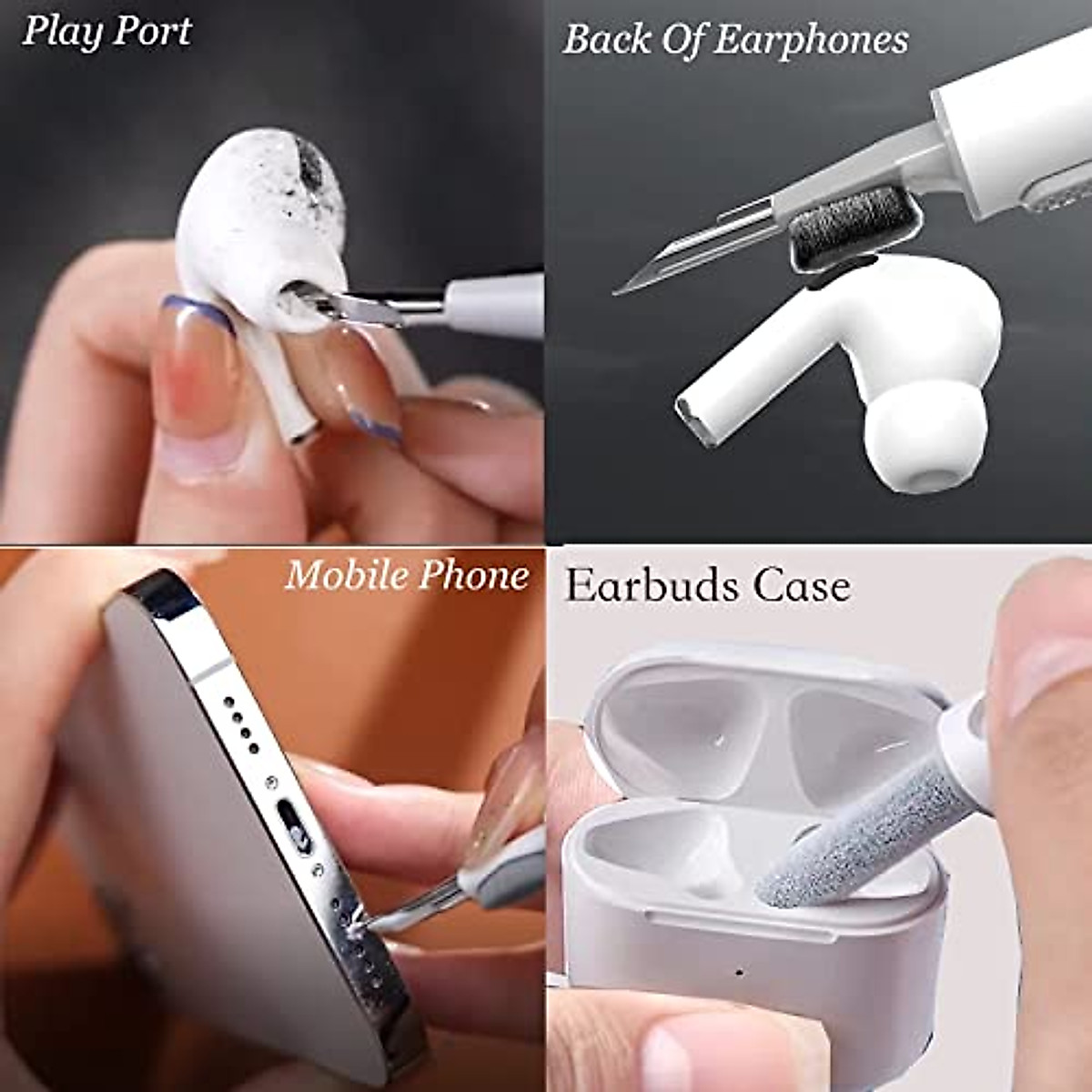 Cleaner Kit for Airpods Pro 1 2 3 & Headphones Earbuds and Case, Revolutionary Cleaning Pen for Bluetooth Earphones & Headphones Case Cleaning Tools with Soft Brush (White)