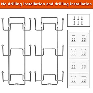 VZINO 2 Pack Pot Lid Organizer Rack for Cabinet Door/Wall, No Drilling Adhesive Wall/Door Mounted Pot and Pan Lid Holder, Plating Metal, Silver