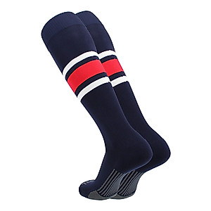 TCK Performance Baseball/Softball Socks (Navy/White/Scarlet, Medium)