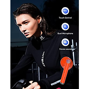 AFGHOA Wireless Earbuds for Samsung S23 Ultra S22 A53 Noise Canceling HiFi Stereo Bluetooth 5.3 Wireless Headset with Microphone in-Ear Headphone for iPhone 13 14 12 11 Google Pixel 7 6 6a Android Red