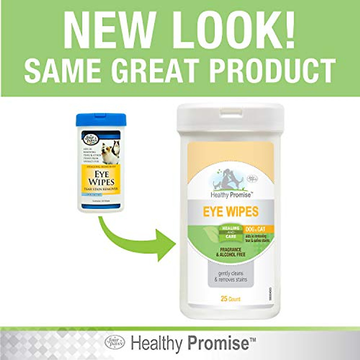 Four Paws Healthy Promise Pet Eye Wipes for Dogs and Cats 25 Count