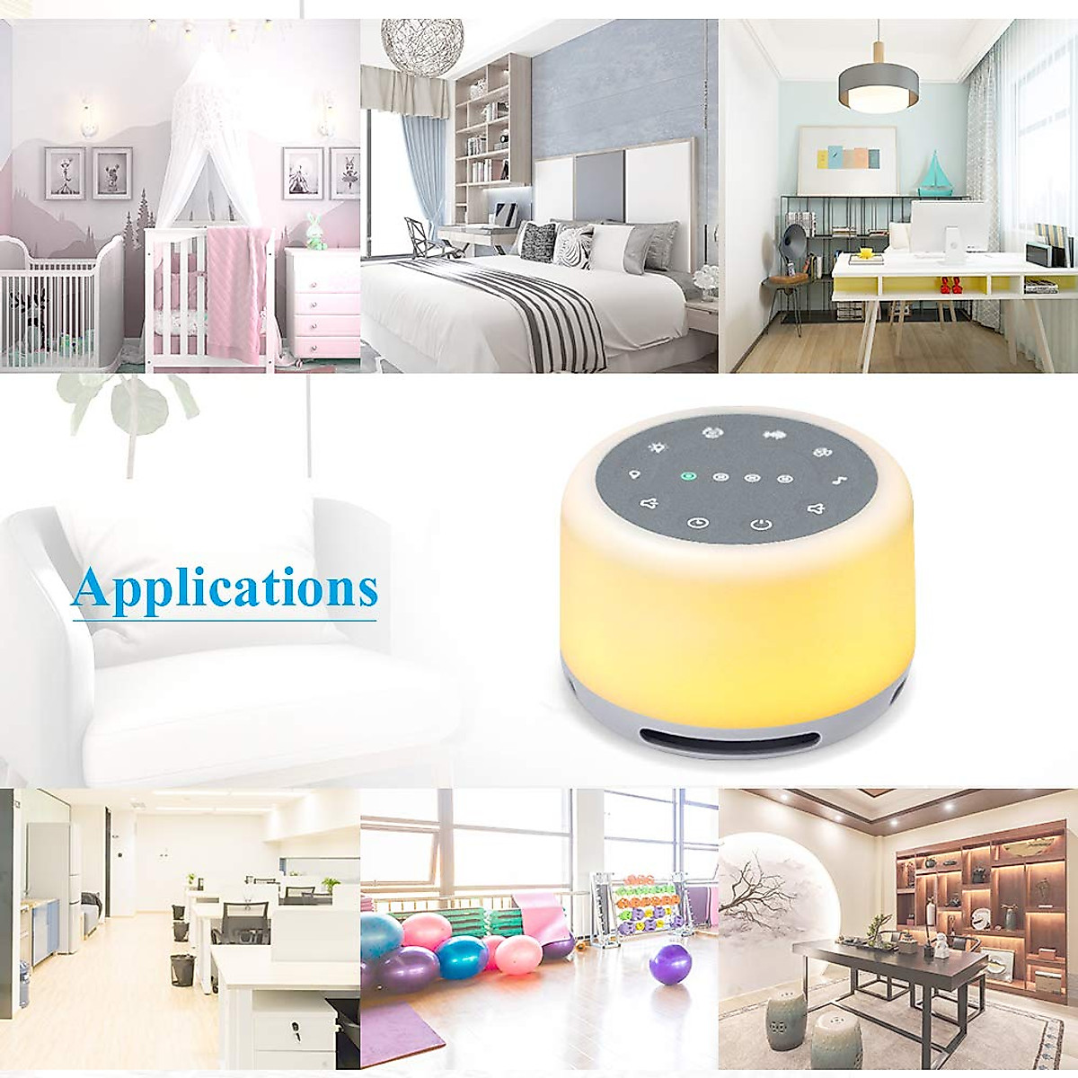 White Noise Machine for Sleeping, with 24 Soothing Sounds Night Light and Timer, Rechargeable Natural Sound Machine, Portable Sleep Sound Machine for Baby, Adult, Home, Office, Sound Therapy