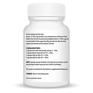 Ceva Derma-3 Softgels, Omega-3 Fatty Acid & Vitamin Supplement for Small Dogs + Cats (60 Count)