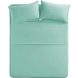 Comfort Spaces CS20-0118 Microfiber Set 14" Deep Pocket, Wrinkle Resistant All Around Elastic-Year-Round Cozy Bedding Sheet,6 pcs, Matching Pillow Cases, Queen, Aqua