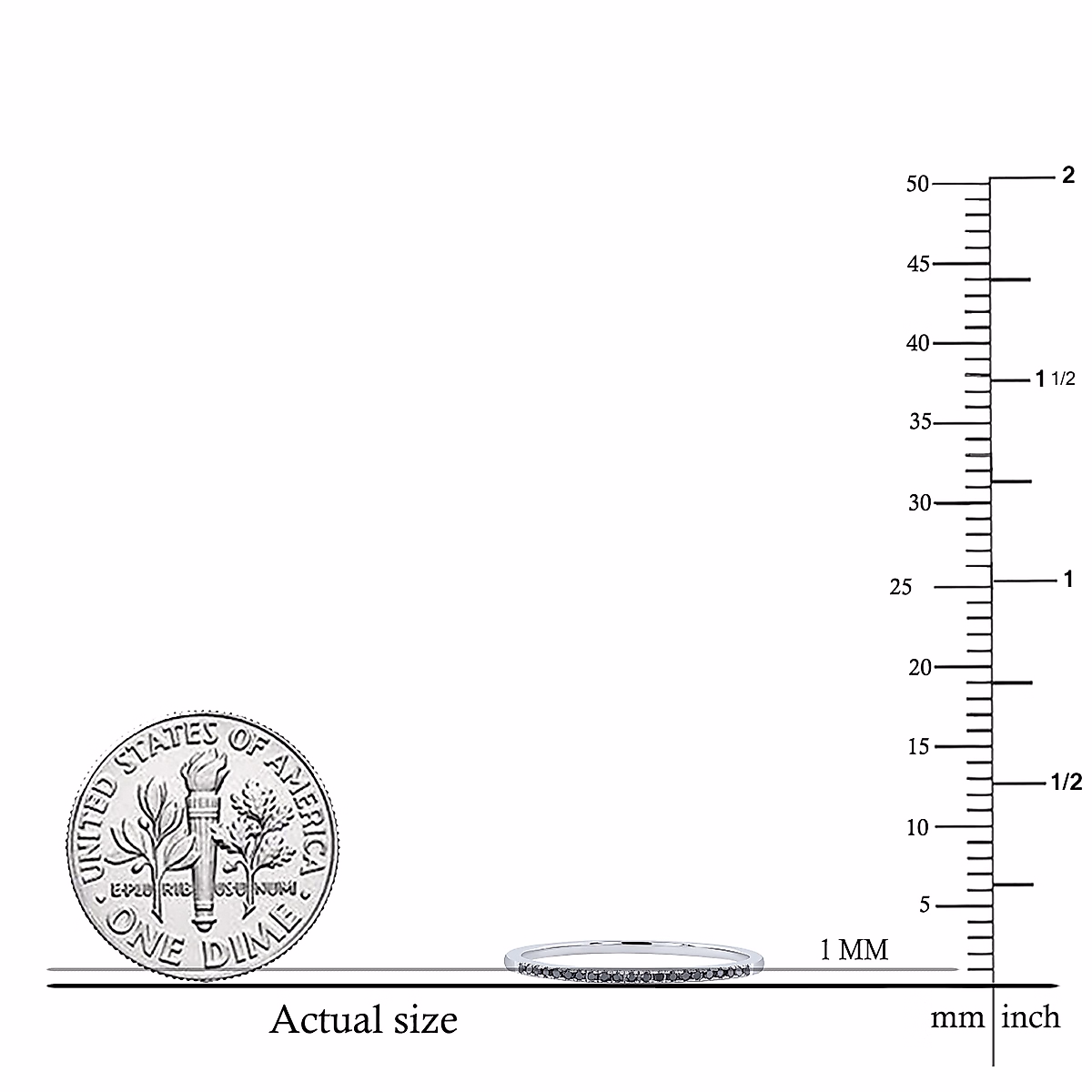 Dazzlingrock Collection 0.08 Carat (ctw) 10k Round Black Diamond Ladies Dainty Anniversary Wedding Band Stackable Ring, White Gold, Size 7