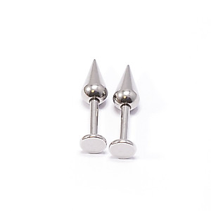 Pierce Plex Pair of Labret Monroe Jewelry Large Spike/Cone Design 16G 3/8" 10mm Lip, Tragus, Helix, Stud